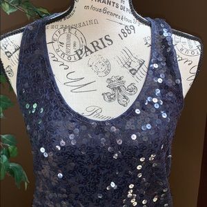 J. Crew | Tops | J Crew Navy And Aqua Sequin Tank | Poshmark